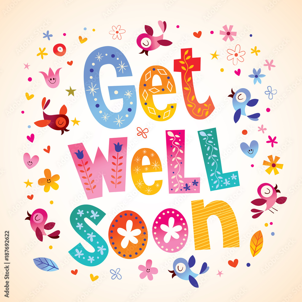 get well soon - greeting card Stock Vector | Adobe Stock