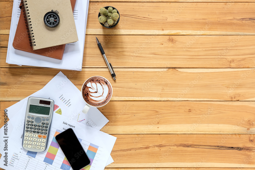 Office desk table with analysis chart or grap Stock Photo | Adobe Stock