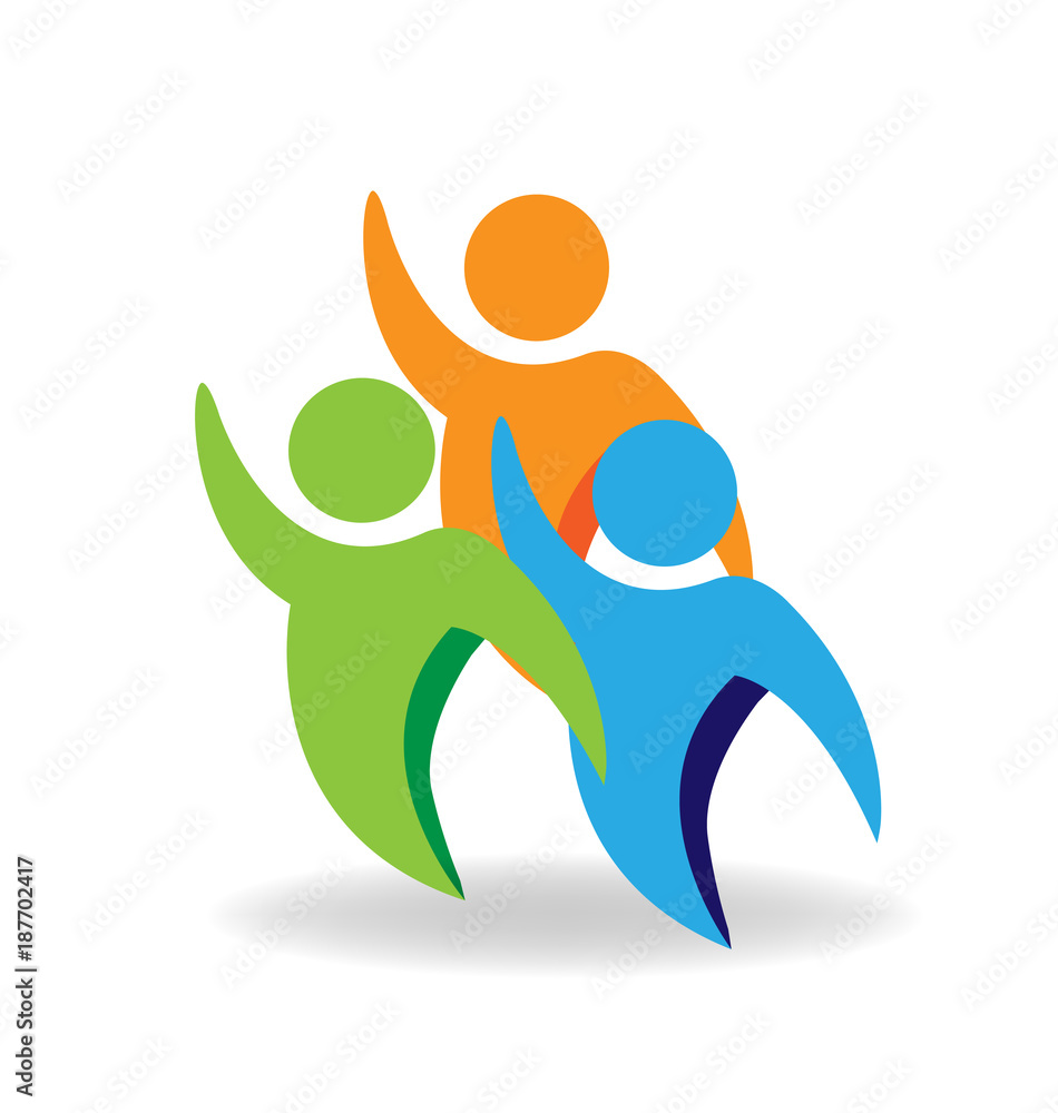 Teamwork hi happy people logo vector design Stock Vector | Adobe Stock