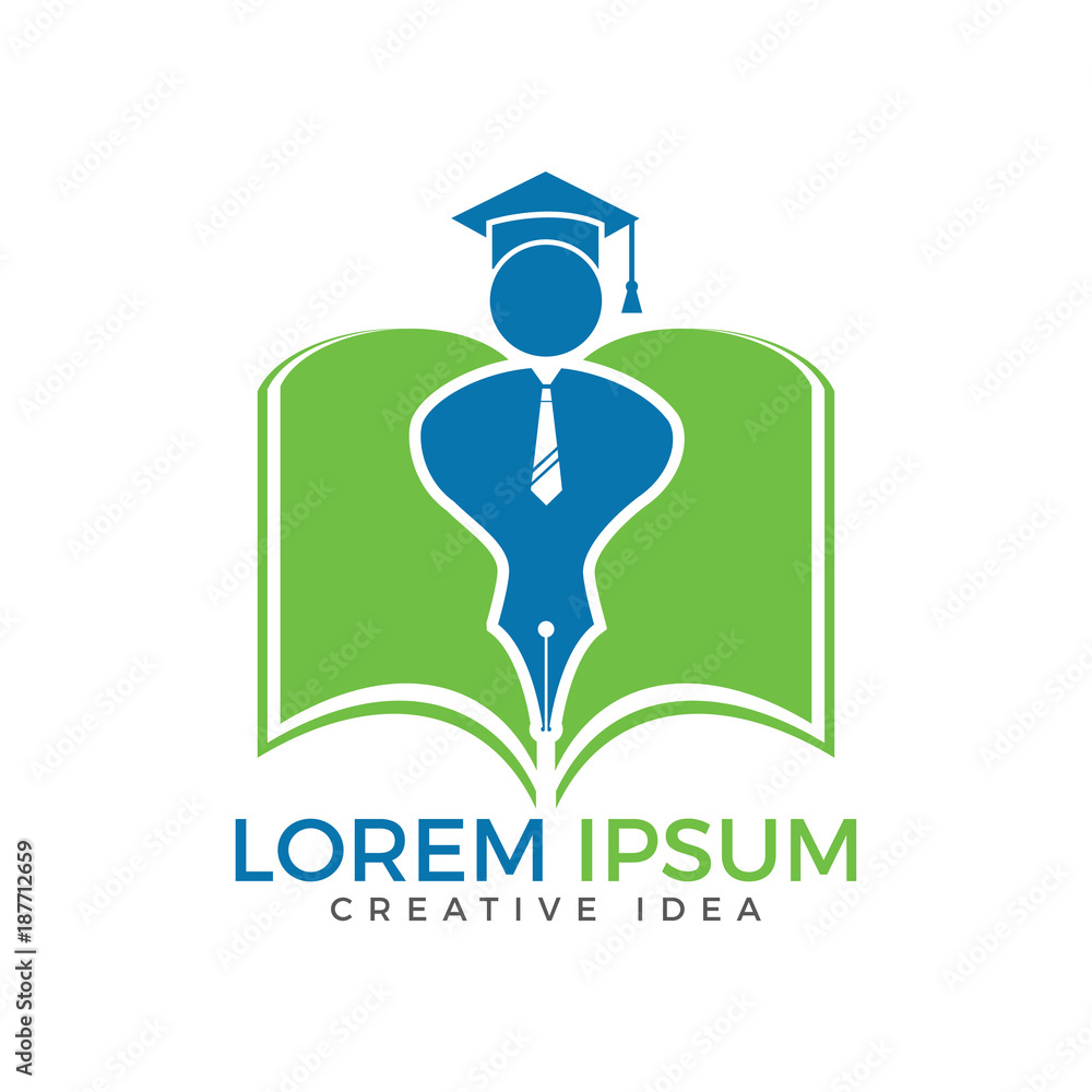 Student and book vector logo design. School and university logotype ...