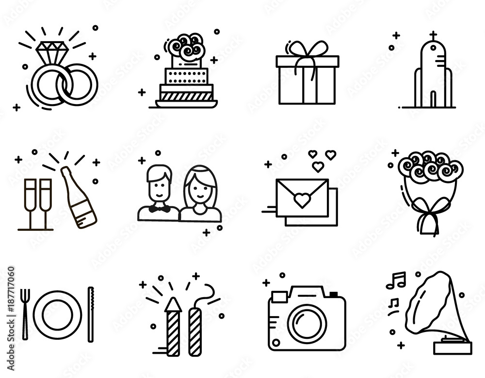 Wedding timeline outline icons set Stock Vector | Adobe Stock