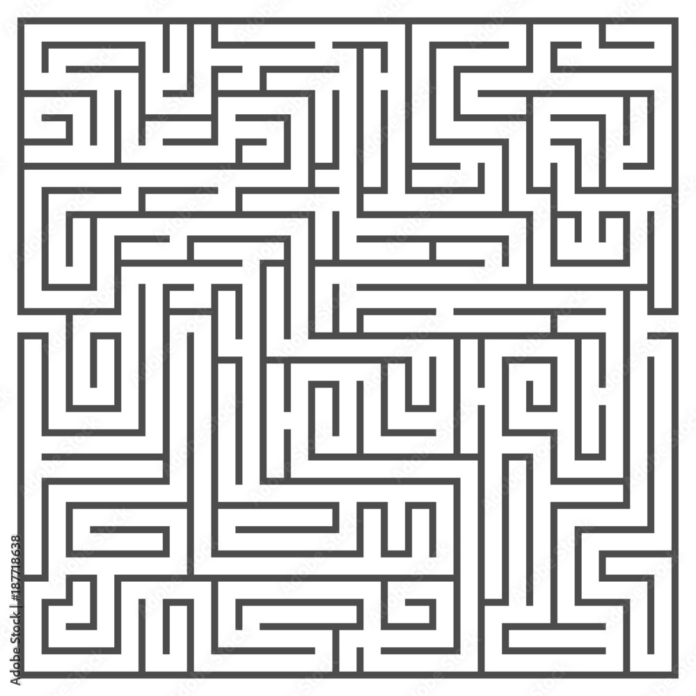 Square maze isolated on white background. Medium complexity. Stock ...