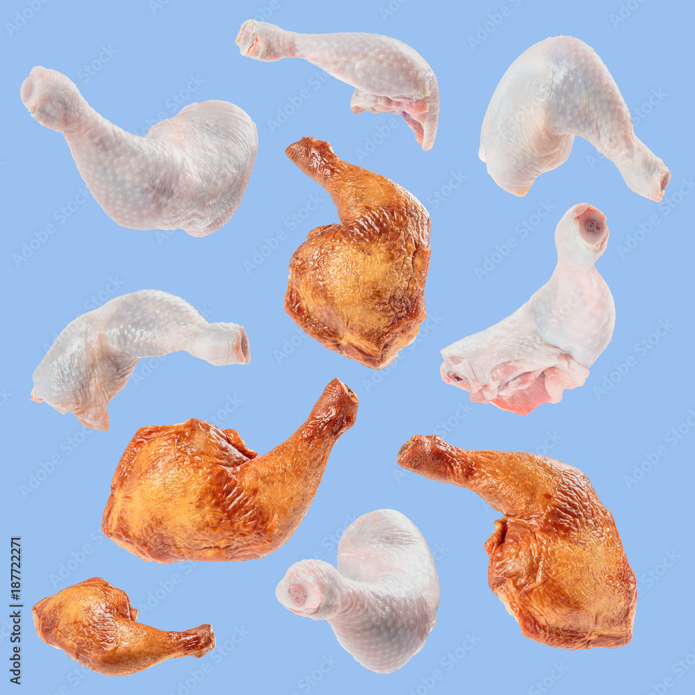 chicken legs from different angles in a single shot. 100% sharpen ...