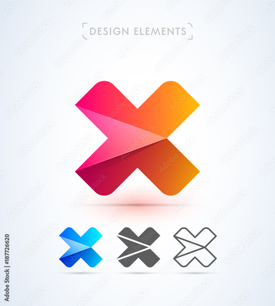 Vector abstract letter X logo design elements. Material design, flat ...