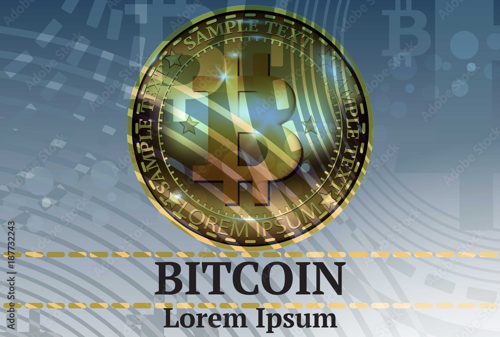 Digital Vector realistic bitcoin cryptocurrency. Abstract virtual style ...