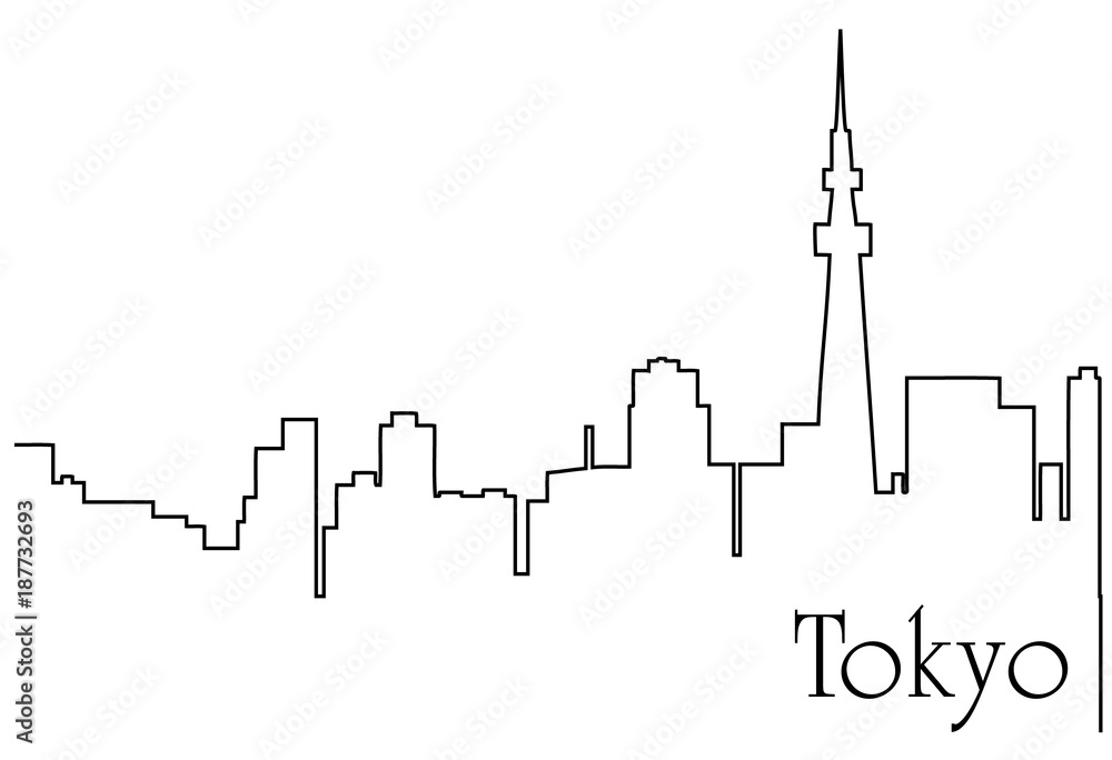 Tokyo city one line drawing background Stock Vector | Adobe Stock