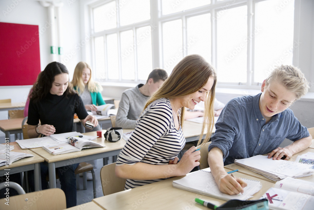 Teenagers learning in classroom Stock Photo | Adobe Stock