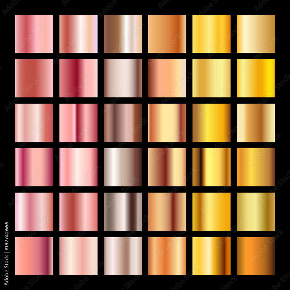 Rose gold gradient collection vector design texture. Golden bronze ...