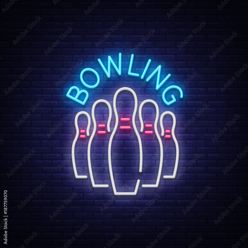 Bowling is a neon sign. Symbol emblem, Neon style logo, Luminous ...