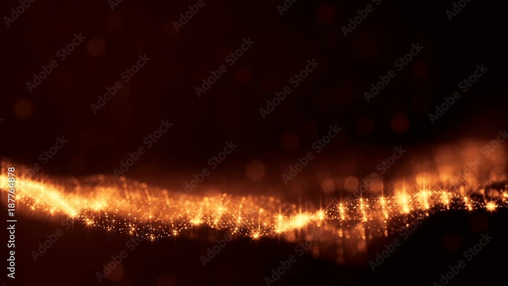 gold loopable abstract particle background with depth of field, glow sparkles of lights and ...