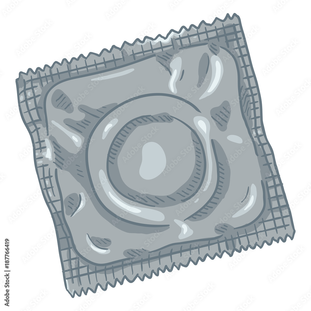 Vector Single Cartoon Condom in Blank Package. Contraceptive ...