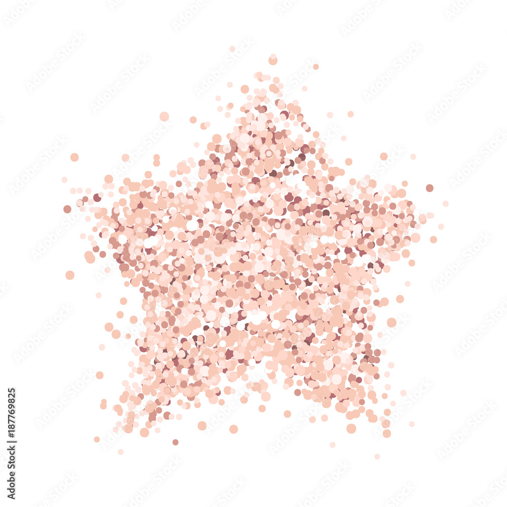 Star of pink gold glitter on a white background. Design for banner ...