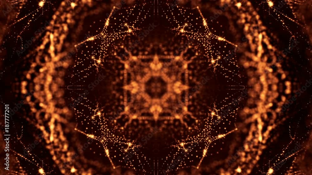 gold loopable abstract particle background with depth of field, glow sparkles of lights and ...
