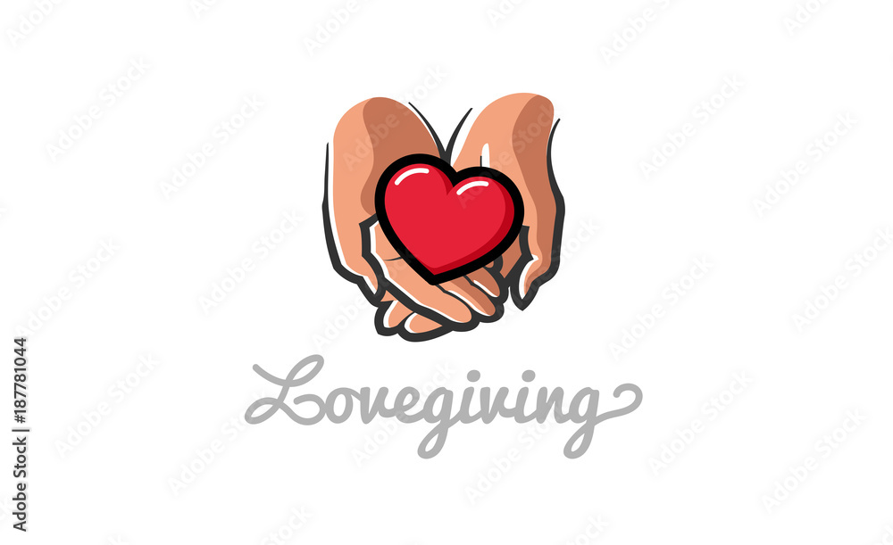 Love Giving Heart Love Hands Holding Logo Design Symbol Illustration ...