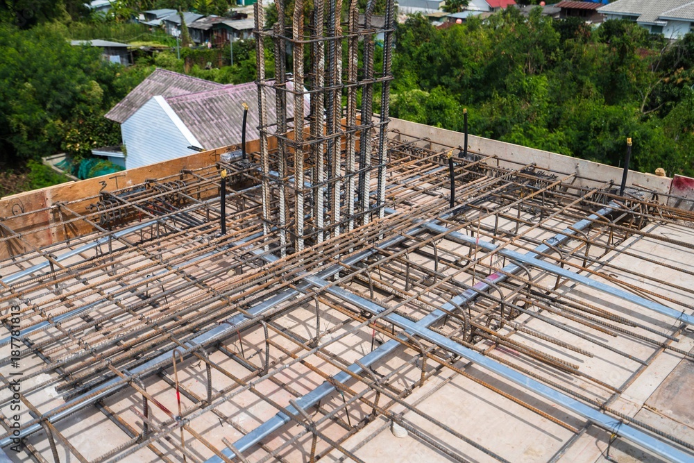 Construction rebar steel work reinforcement in conncrete structure of ...