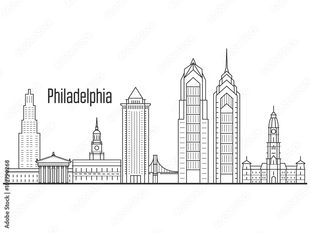Philadelphia city skyline - downtown cityscape, towers and landmarks in ...