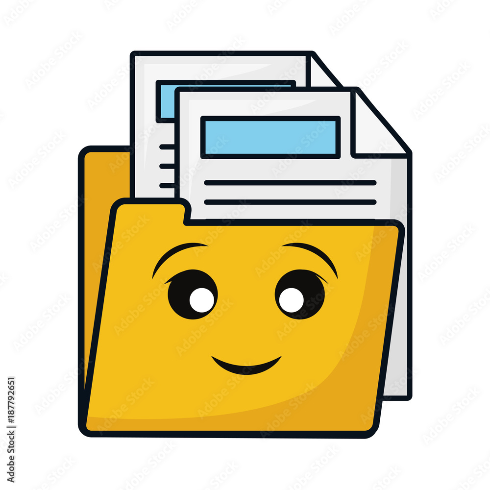 Folder with documents smiling cartoon Stock Vector | Adobe Stock