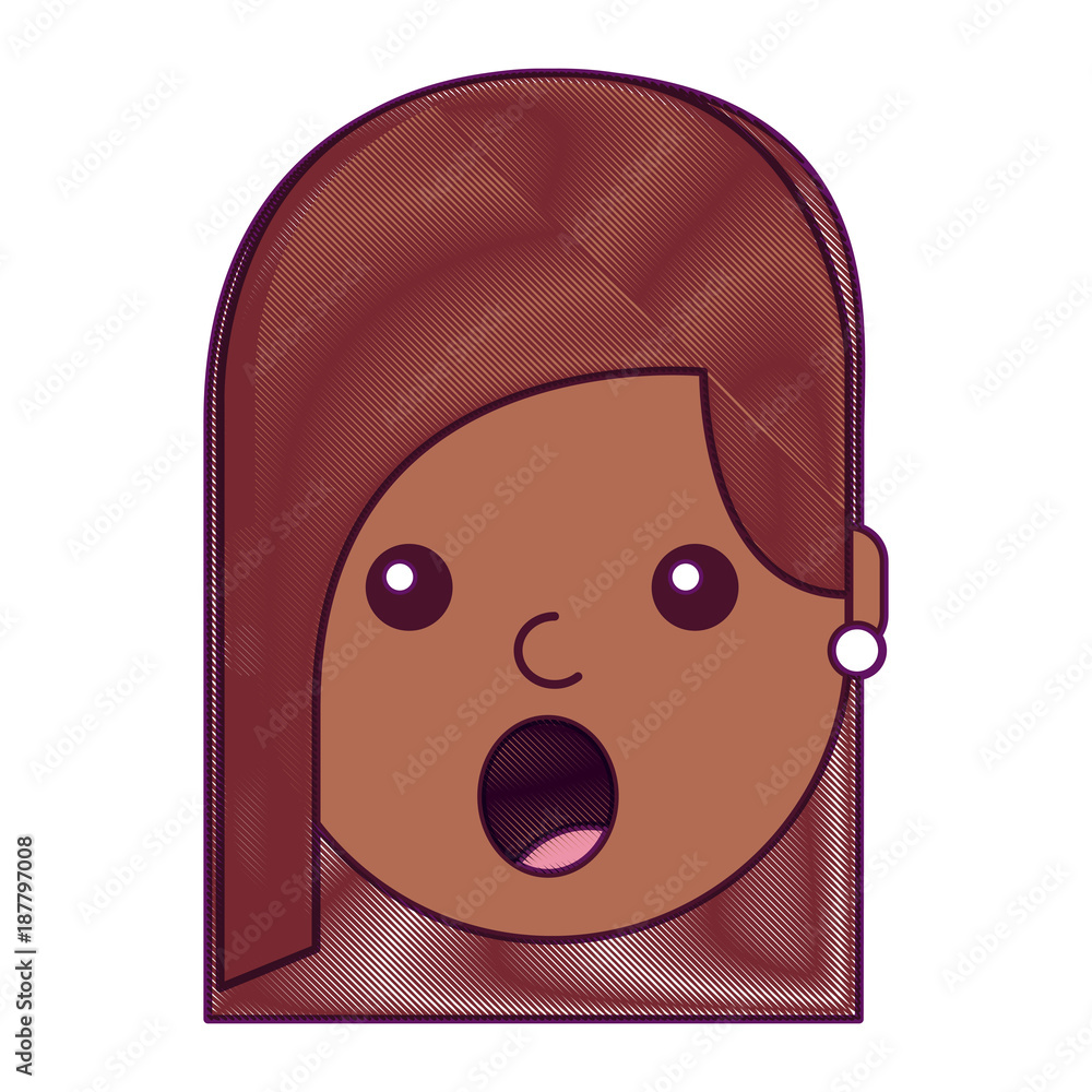surprised young woman face expression facial vector illustration ...