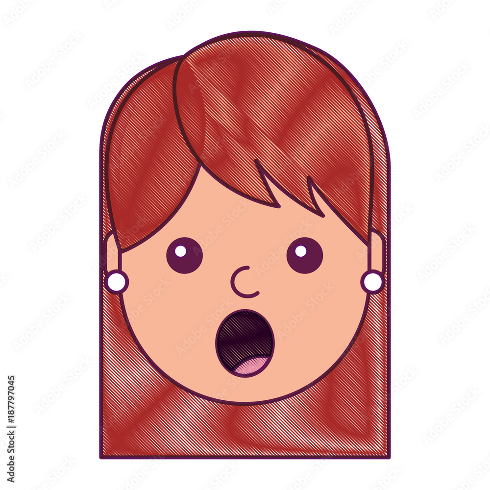 surprised young woman face expression facial vector illustration ...