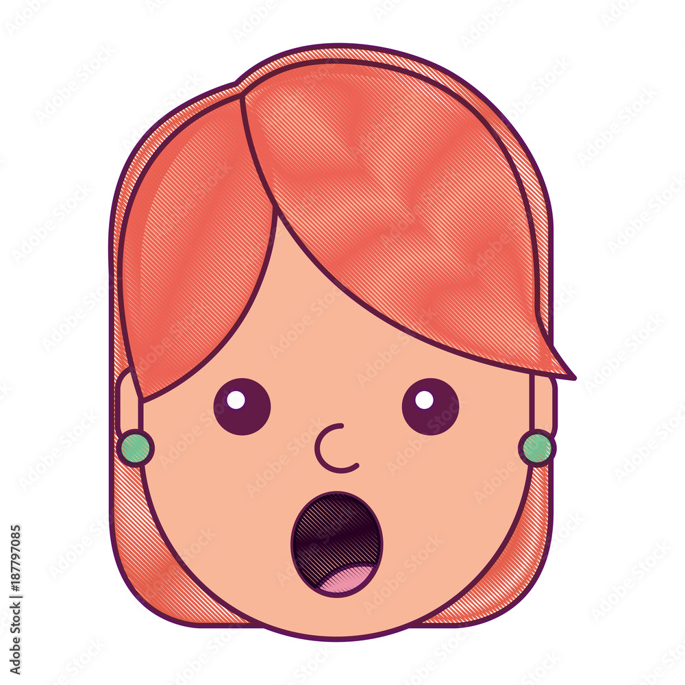 surprised young woman face expression facial vector illustration ...