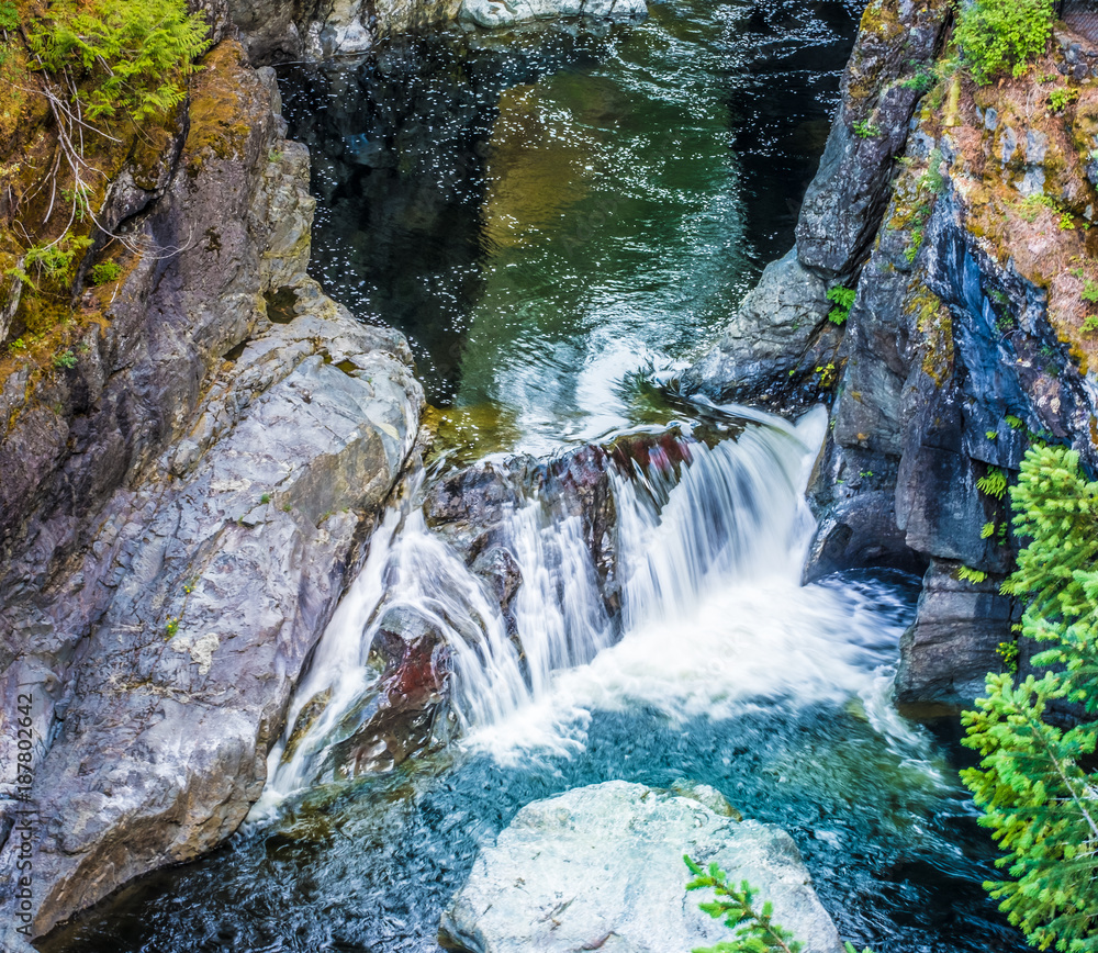 The Sooke Potholes Regional Park with its rocky pools and canyon-like ...