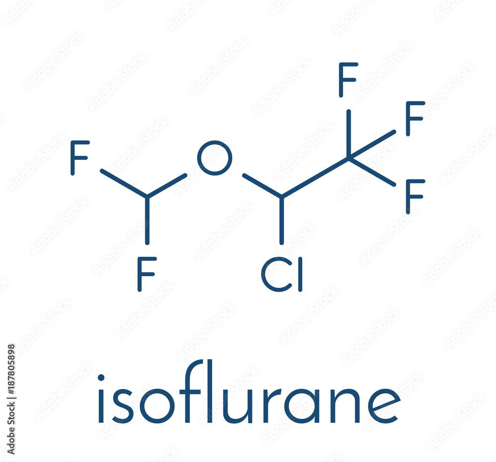 Isoflurane anesthetic drug molecule. Used for inhalational anesthesia ...