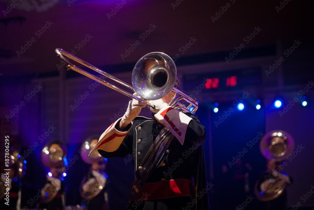 Music Band playing live music during performance foto de Stock | Adobe ...