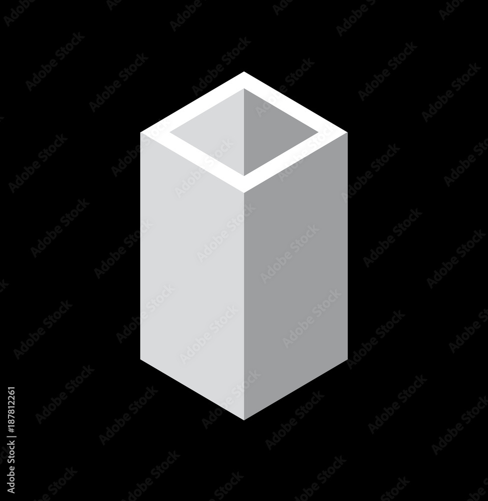 Illusione ottica geometrica - parallelepipedo vuoto o piramide? Stock ...