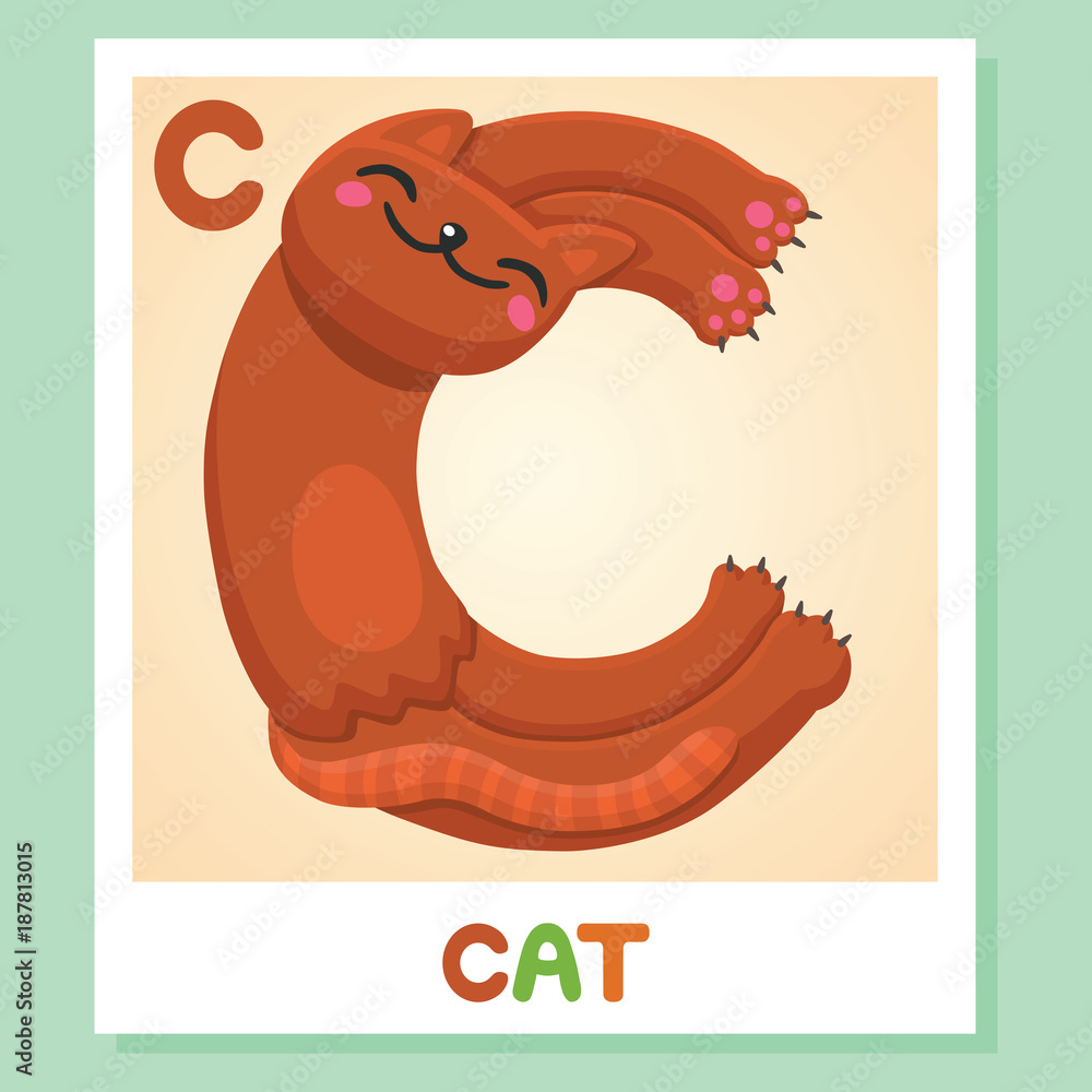 C is for Cat. Letter C. Cat, cute illustration. Animal alphabet. Stock ...