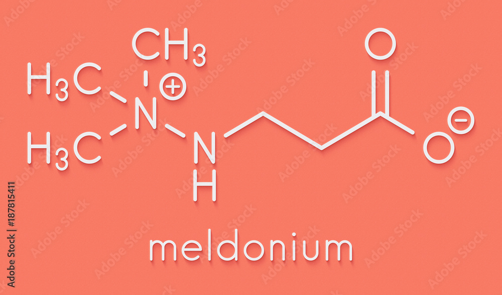 Meldonium anti-ischemic drug molecule. Used in treatment of angina and ...