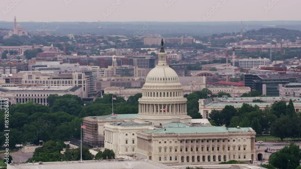 Washington, D.C. circa-2017, Aerial view of US Capitol building. Shot ...