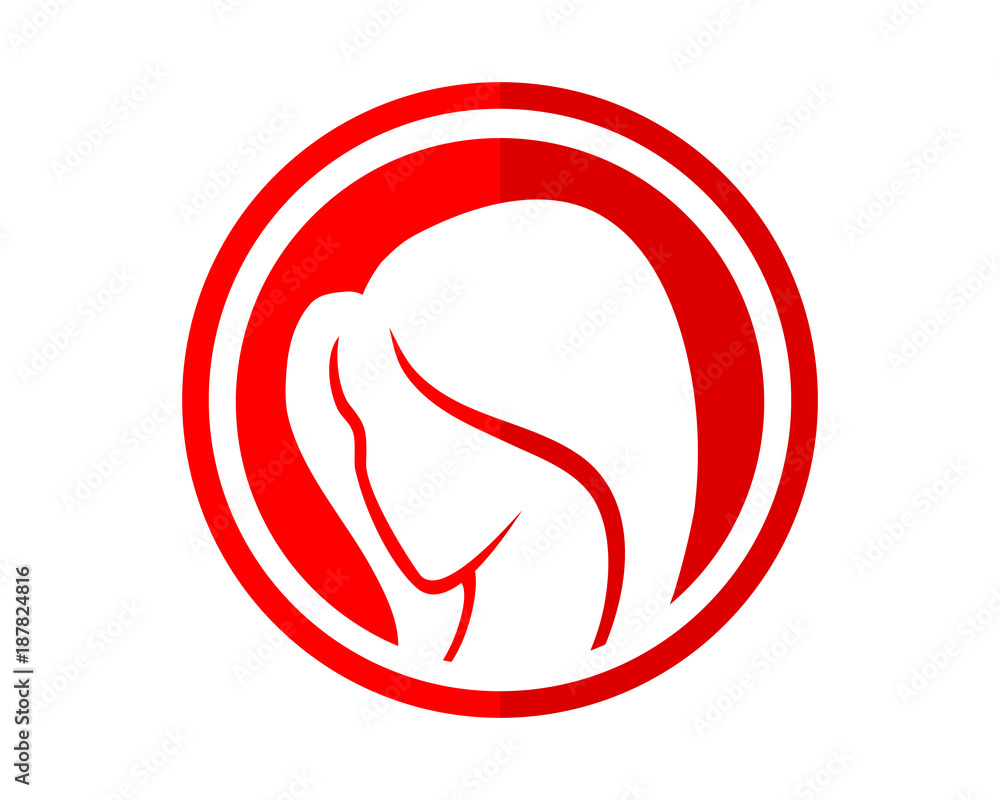 red circle woman silhouette icon Stock Vector | Adobe Stock