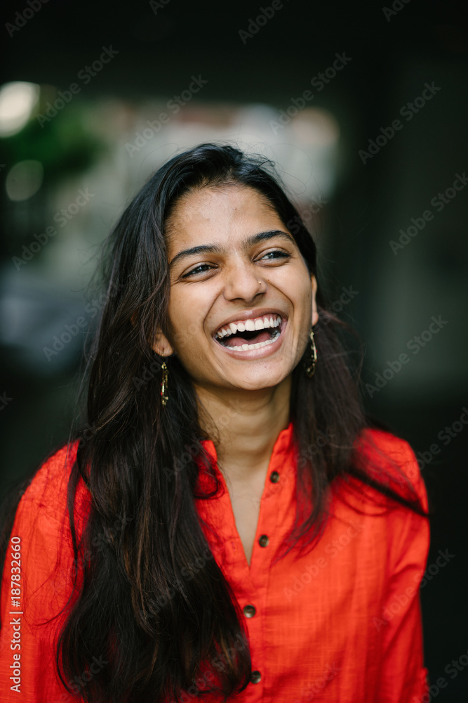Laughing Indian Woman Face
