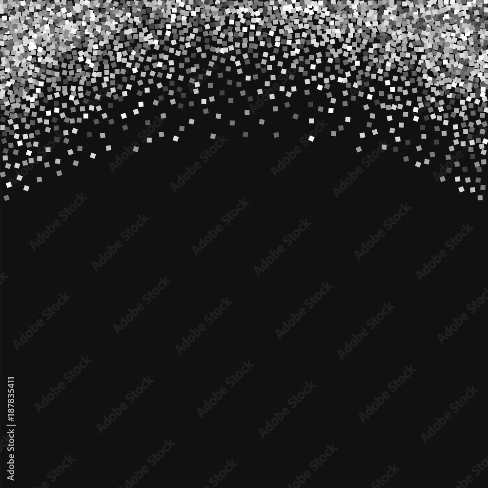 Silver glitter. Abstract top border with silver glitter on black ...