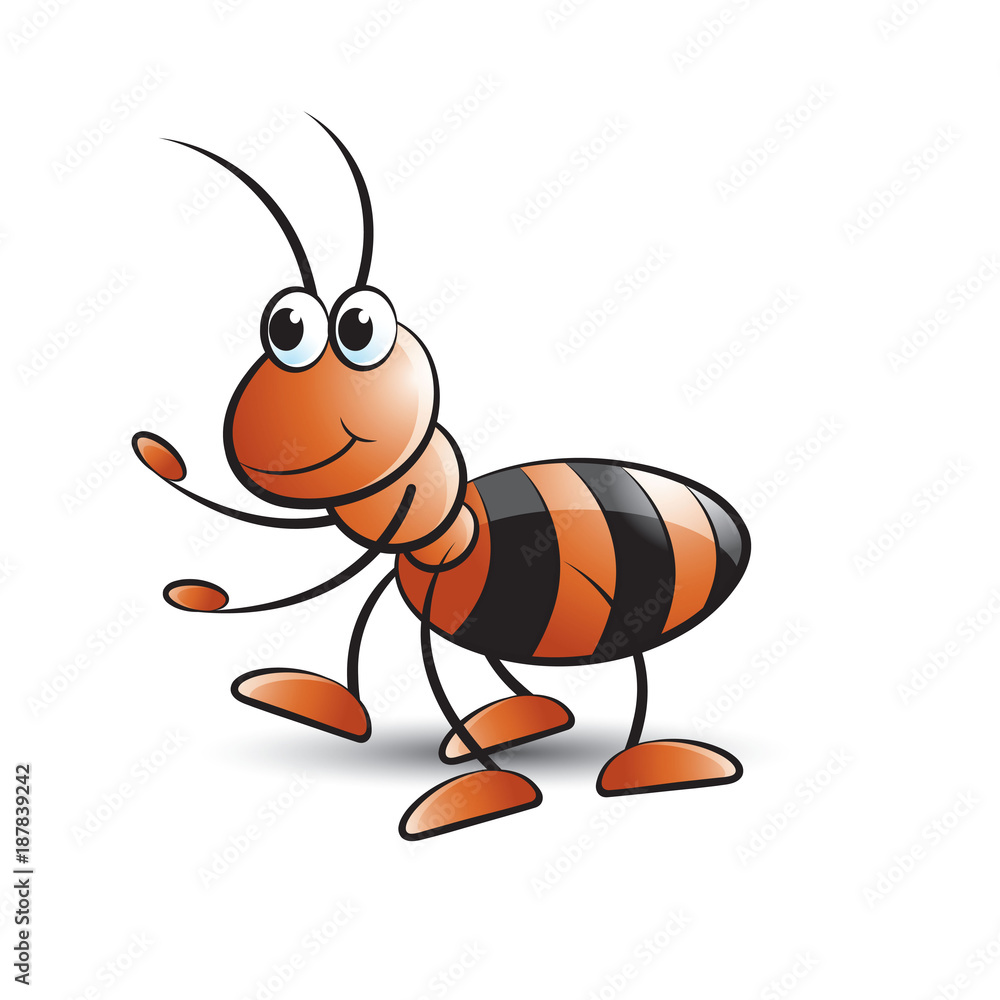 vector cartoon ant walking with smile Stock Vector | Adobe Stock