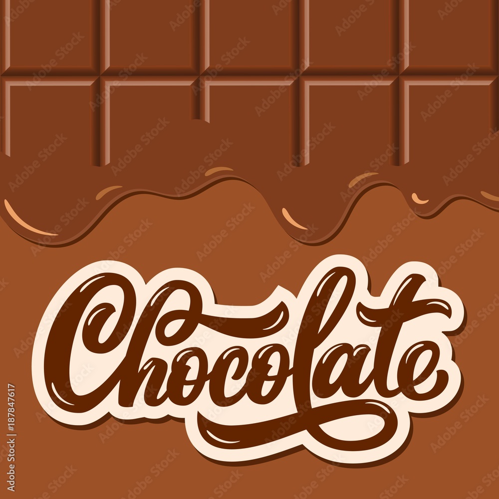 Liquid Chocolate hand lettering, custom typography, cartoon letters on ...