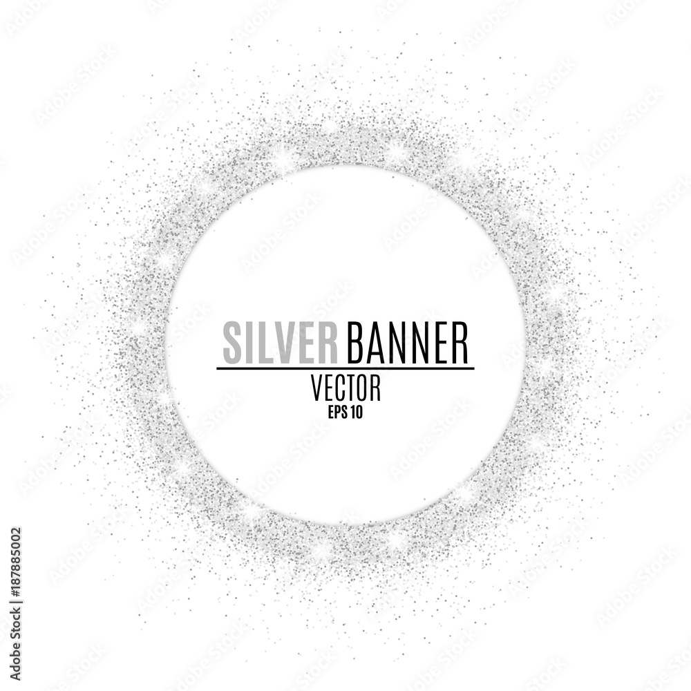 Round silver banner from glitters. Luxury background for your design ...
