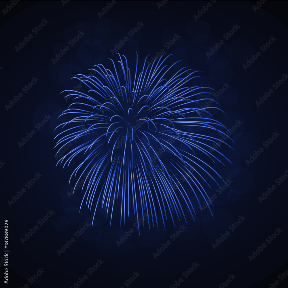 Beautiful blue firework. Bright firework isolated on black background ...