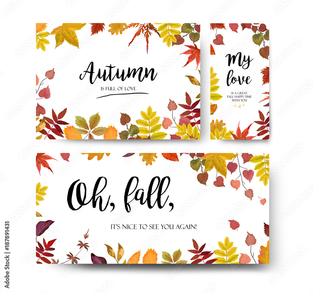 Vector floral watercolor style card design Autumn season border frame ...