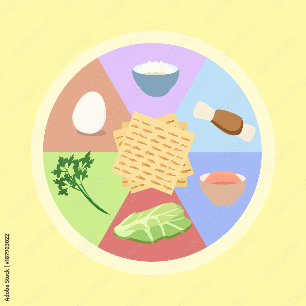 seder plate for Passover vector illustration Stock Vector | Adobe Stock