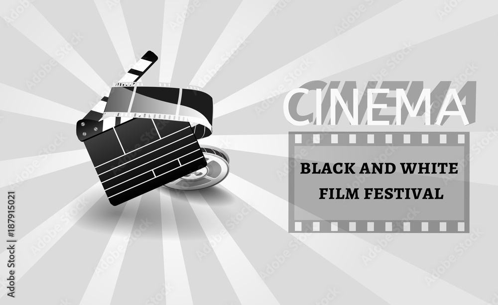 Cinema background or banner black and white. Movie flyer or ticket ...