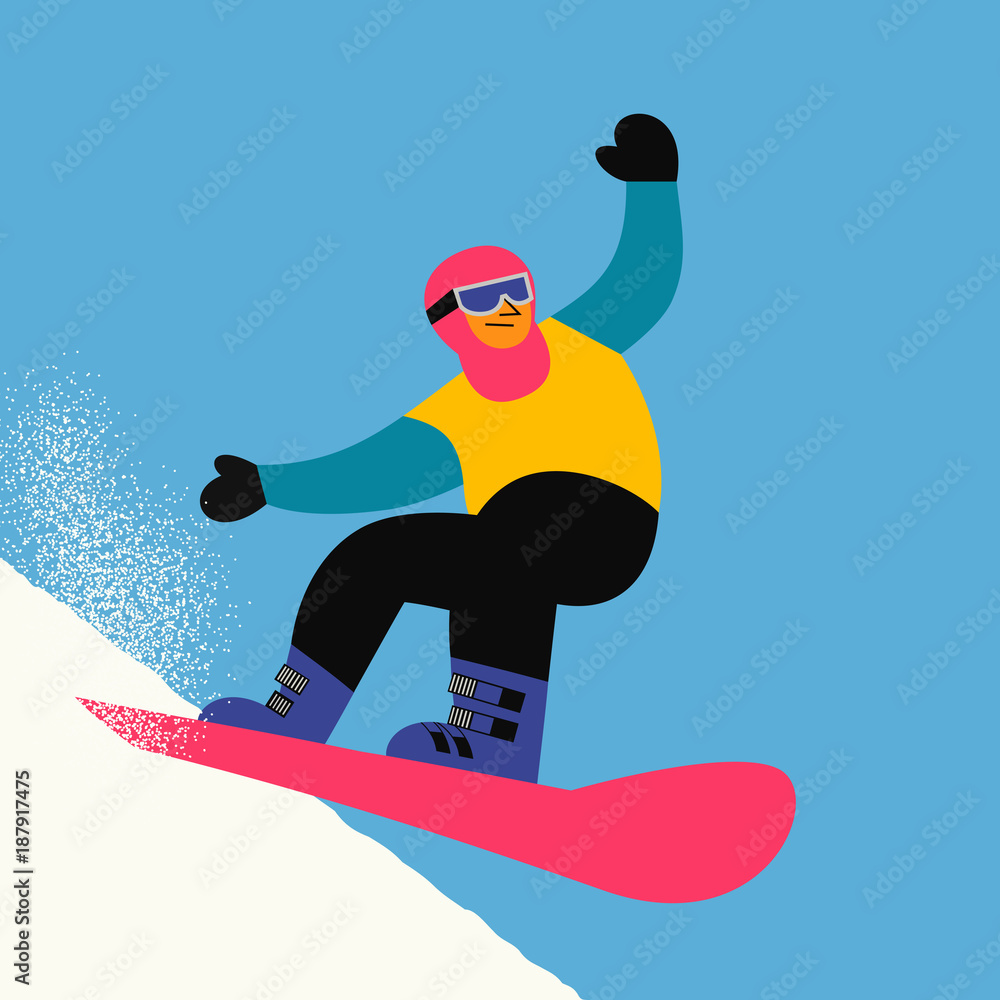 Animated Snowboarding Clipart