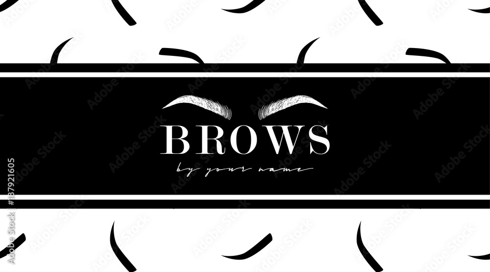 Brow design logo business card template with hand drawing eyebrow and ...