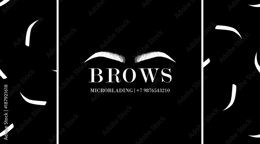 Brow design logo business card template with hand drawing eyebrow and ...
