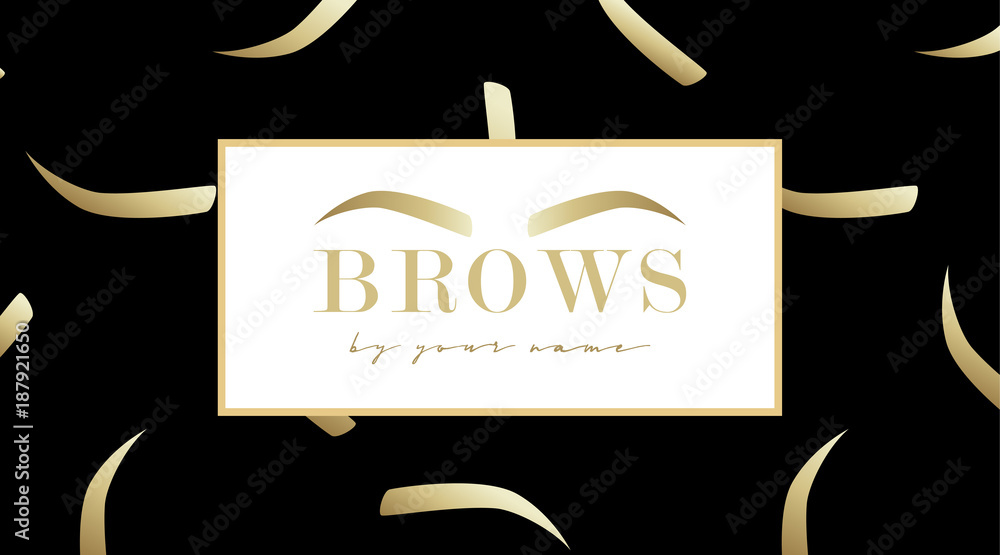 Brow design logo business card template with gold eyebrow and with ...