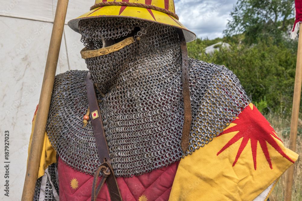 Medieval sword hilt, chainmail, sword and shields a medieval armor ...