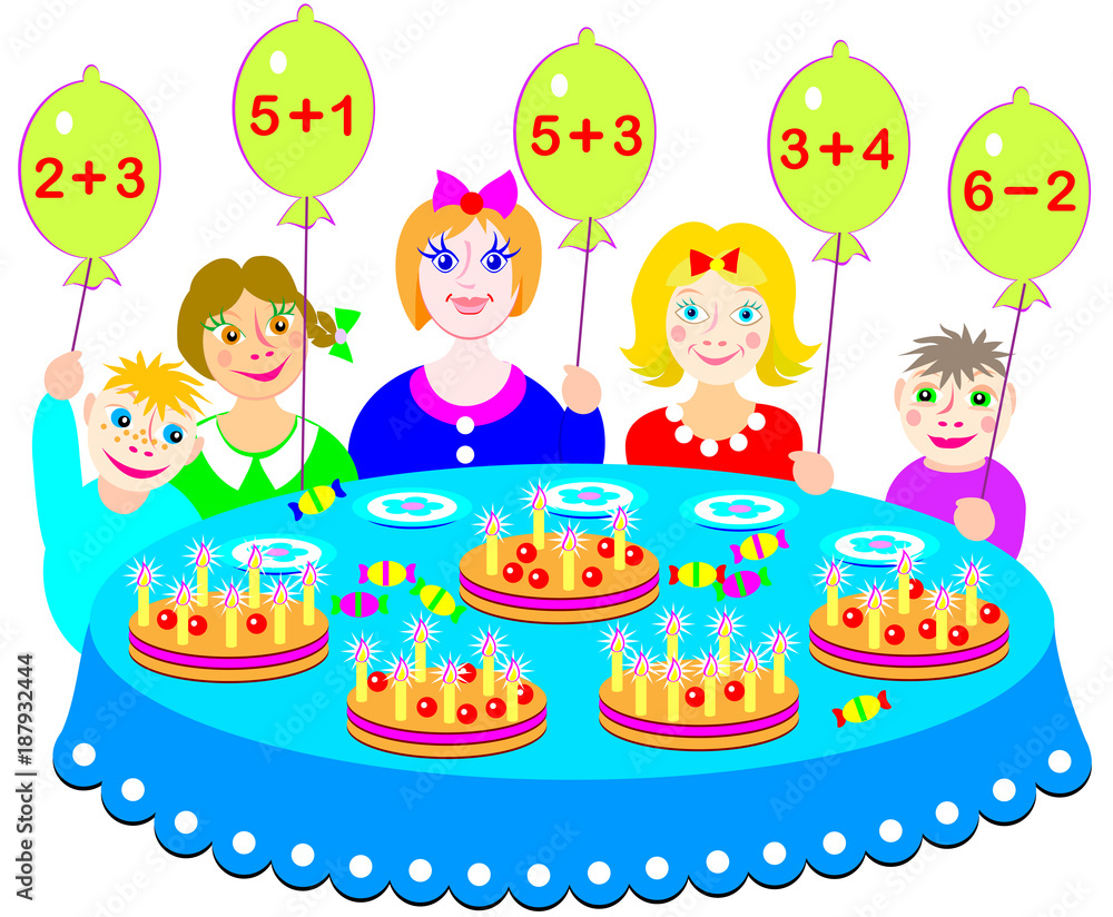 Educational page with exercises for children on addition and ...