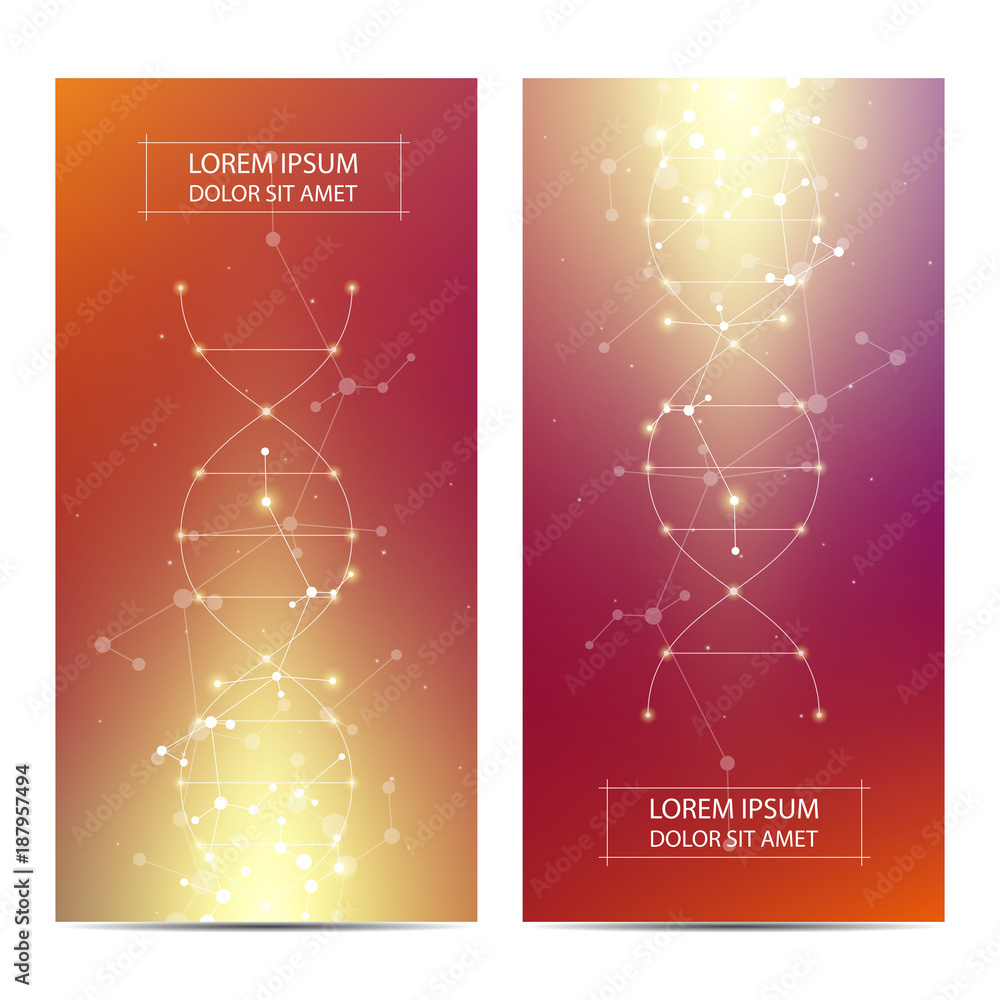 Minimal covers or banner design with dna molecule background ...