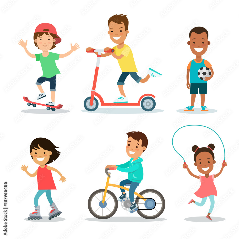 Kids Being Active Clipart