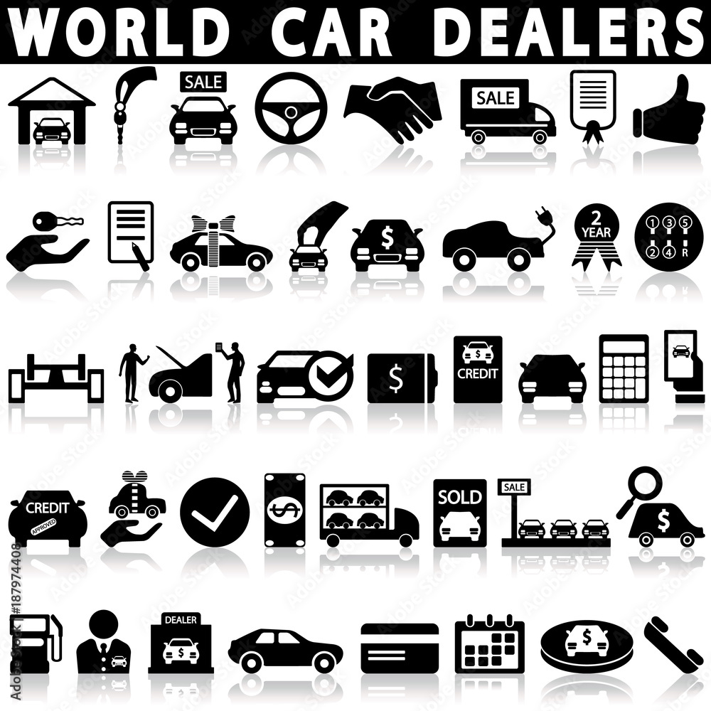 Car dealership icons set Stock Vector | Adobe Stock